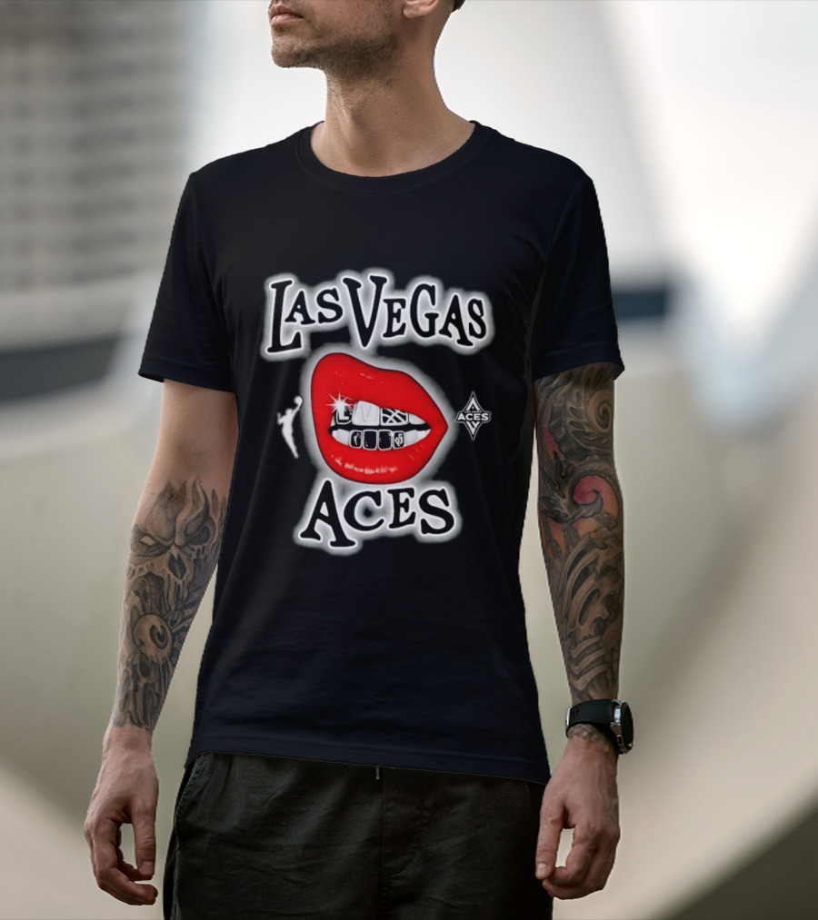 Las Vegas Aces Playa Society Lips WNBA Basketball T-Shirt