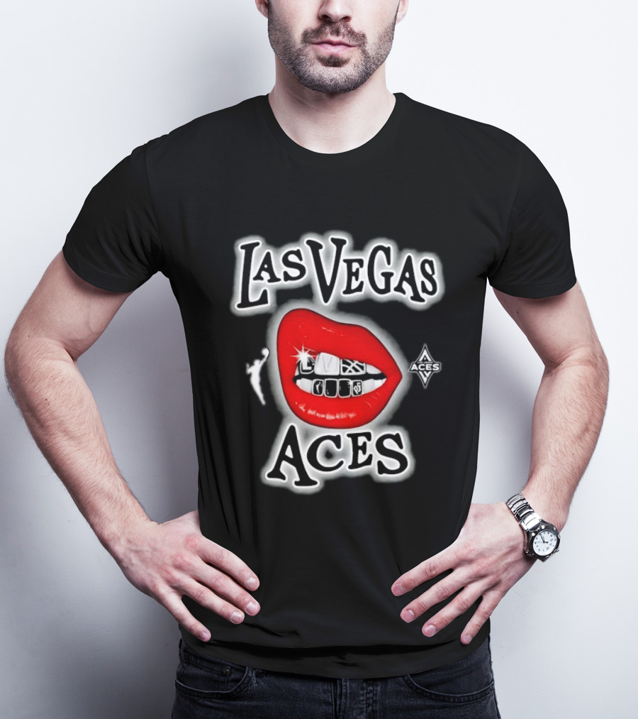 Las Vegas Aces Playa Society Lips WNBA Basketball T-Shirt