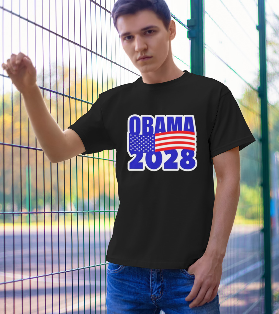 Obama 2028 American Flag Campaign T-Shirt