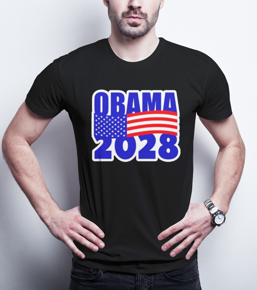 Obama 2028 American Flag Campaign T-Shirt