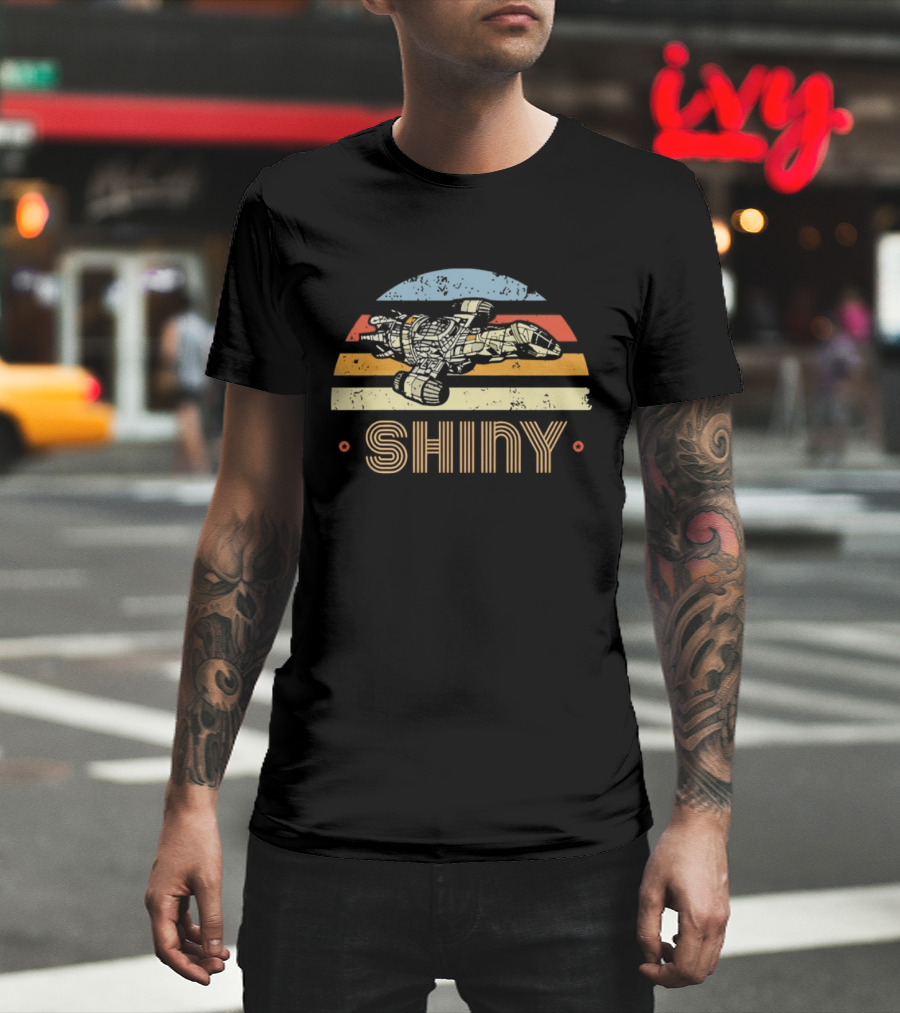Firefly Serenity Shiny Sci Fi Spaceship Retro Stripes T-Shirt