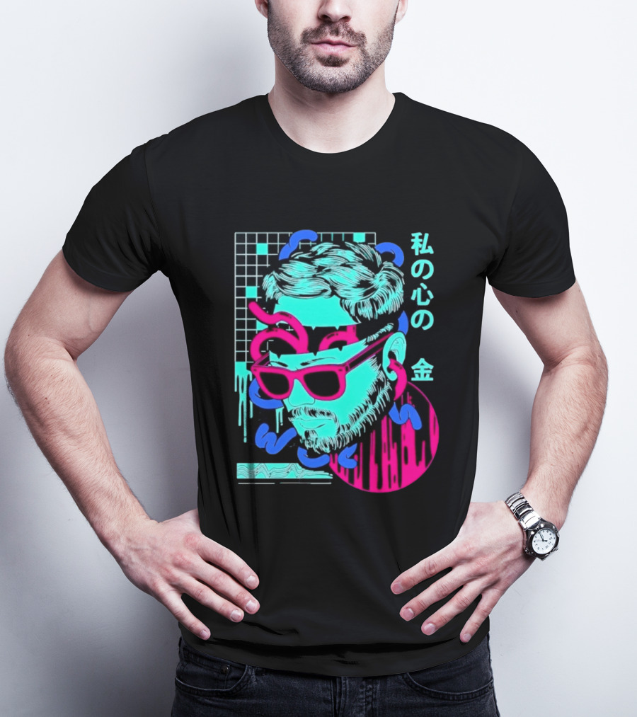 Vaporwave Aesthetic Japanese Text My Heart's Money Neon T-Shirt