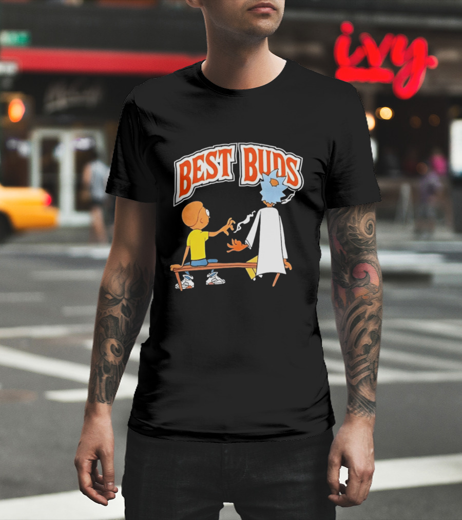 Rick And Morty Best Buds Adult Swim Cartoon Smoking Bench Scene T-Shirt