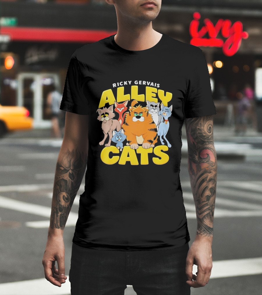 Ricky Gervais Alley Cats Cartoon Friends T-Shirt