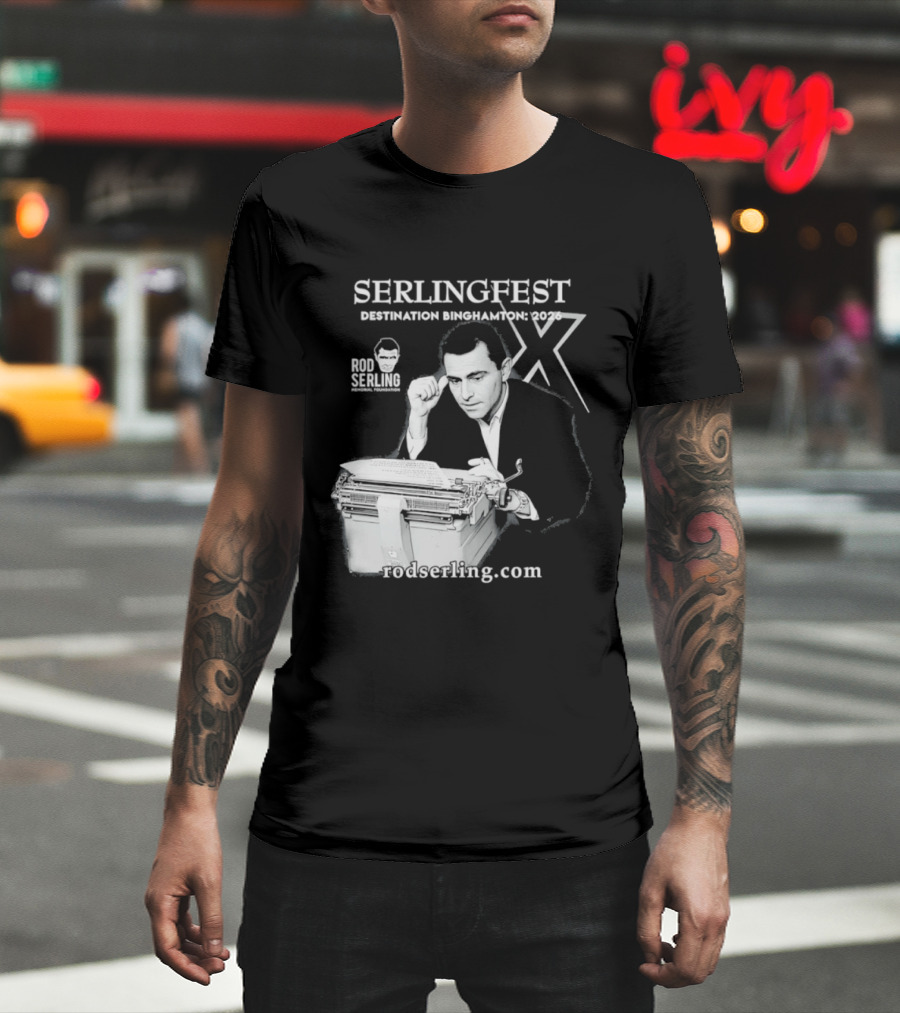 Serlingfest Destination Binghamton 2026 Rod Serling Classic Typing Image T-Shirt
