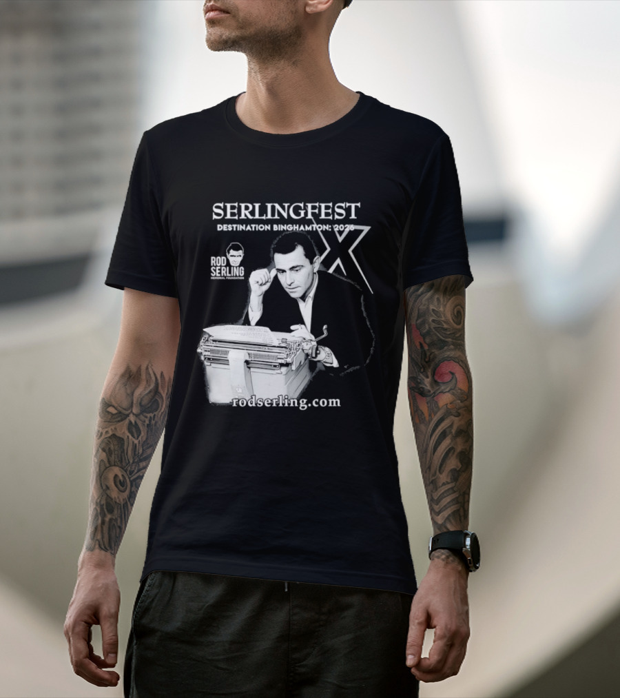 Serlingfest Destination Binghamton 2026 Rod Serling Classic Typing Image T-Shirt