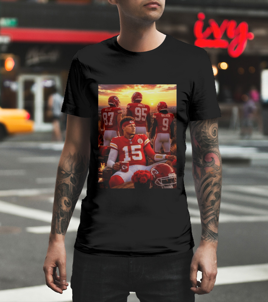 Good Morning Chiefs Kingdom Patrick Mahomes Kelce Jones Walker 87 95 9 15 T-Shirt