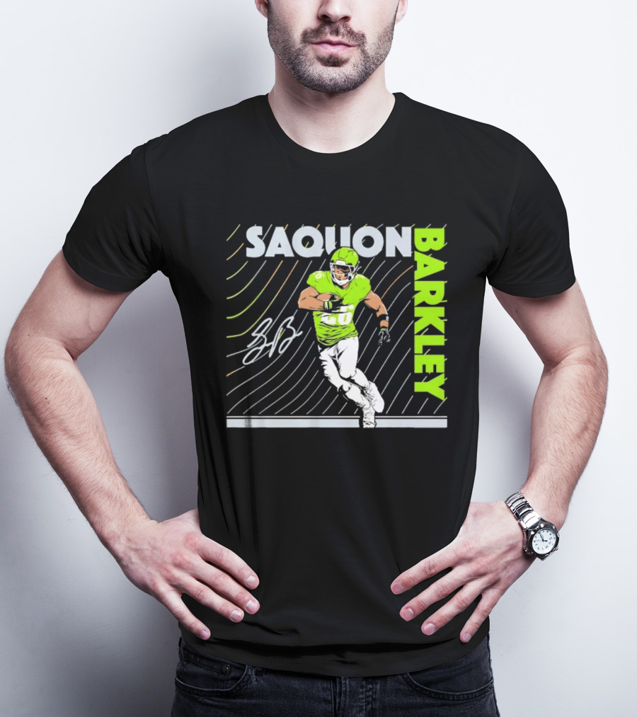 Saquon Barkley 26 Running Back Neon Green Philadelphia Eagles T-Shirt