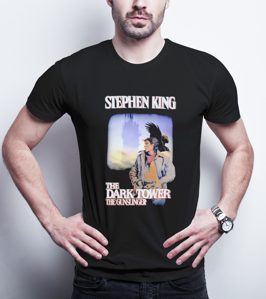 Stephen King The Dark Tower The Gunslinger Artwork With Gunslinger And Raven T-Shirt