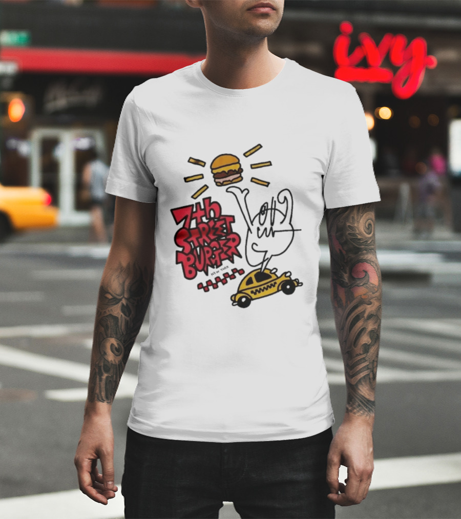7th Street Burger Taxi With Burger And Sunbeam T-Shirt