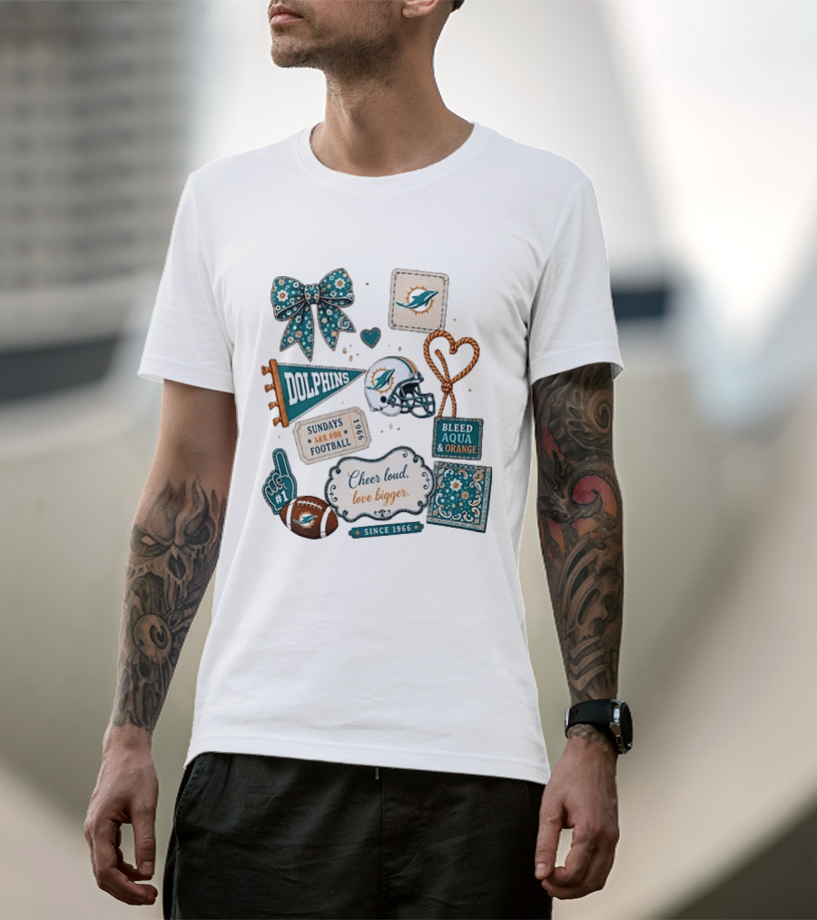 Miami Dolphins Cheer Loud Bleed Aqua Sundays Since 1966 T-Shirt