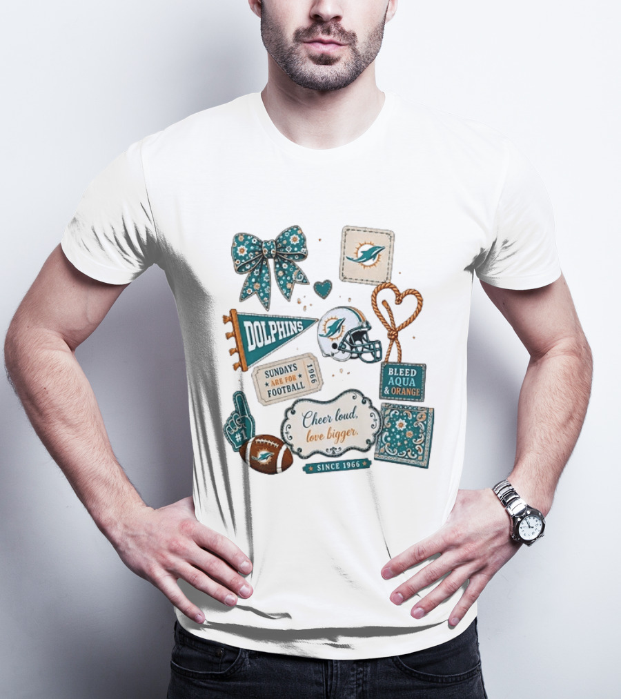 Miami Dolphins Cheer Loud Bleed Aqua Sundays Since 1966 T-Shirt