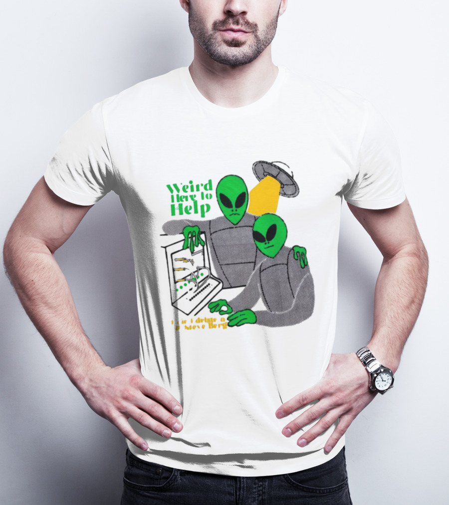 Weird Here To Help Alien Computer UFO T-Shirt