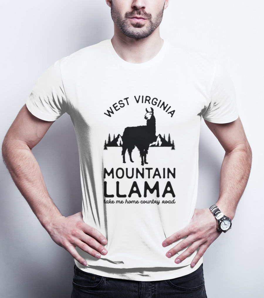 West Virginia Mountain Llama Take Me Home Country Road T-Shirt