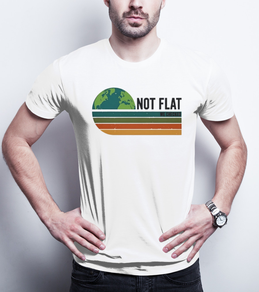 Not Flat We Checked Earth Globe Retro Stripes T-Shirt