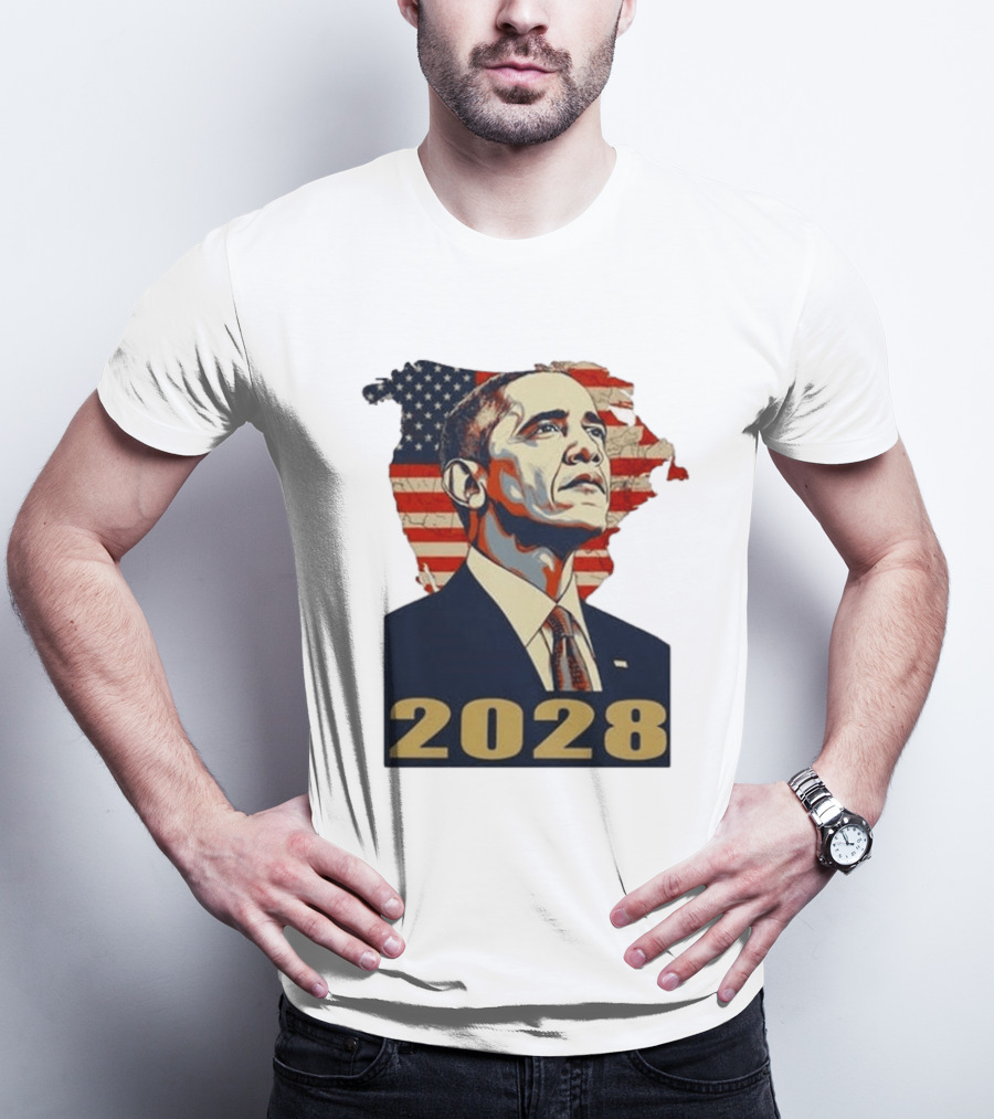 Obama 2028 With American Flag T-Shirt