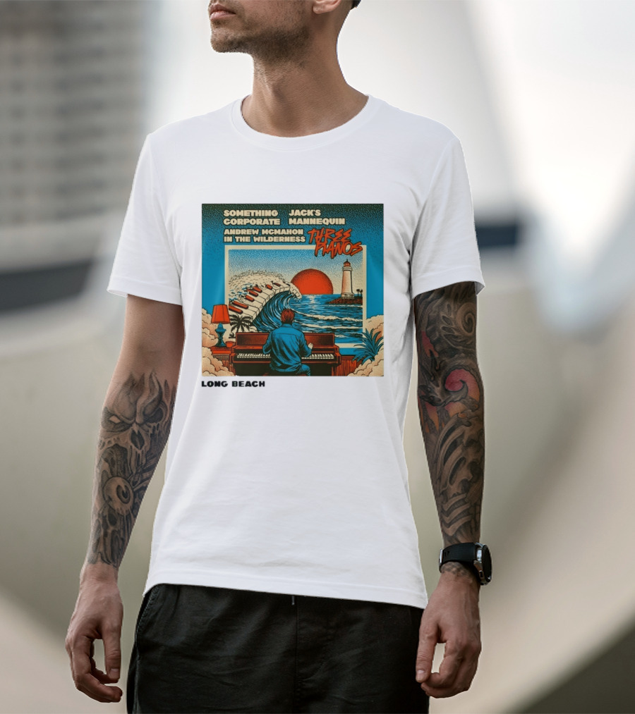Andrew McMahon Three Pianos Long Beach Concert T-Shirt