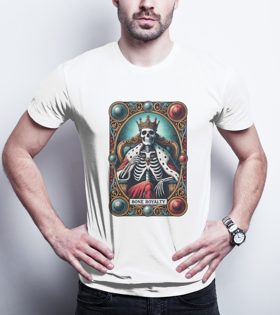 Bone Royalty Gothic Skeleton King Tarot T-Shirt