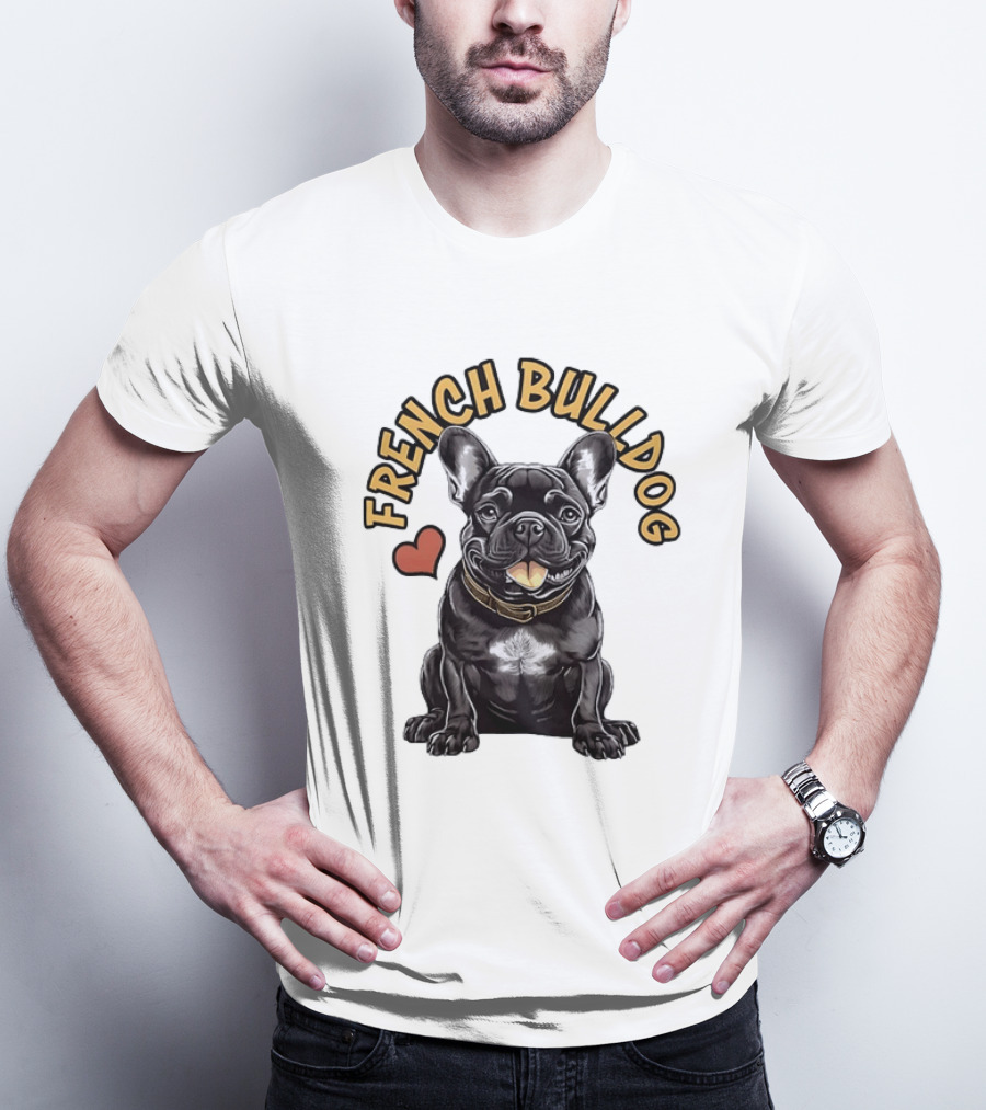 French Bulldog With Heart Frenchie Dog Lover T-Shirt