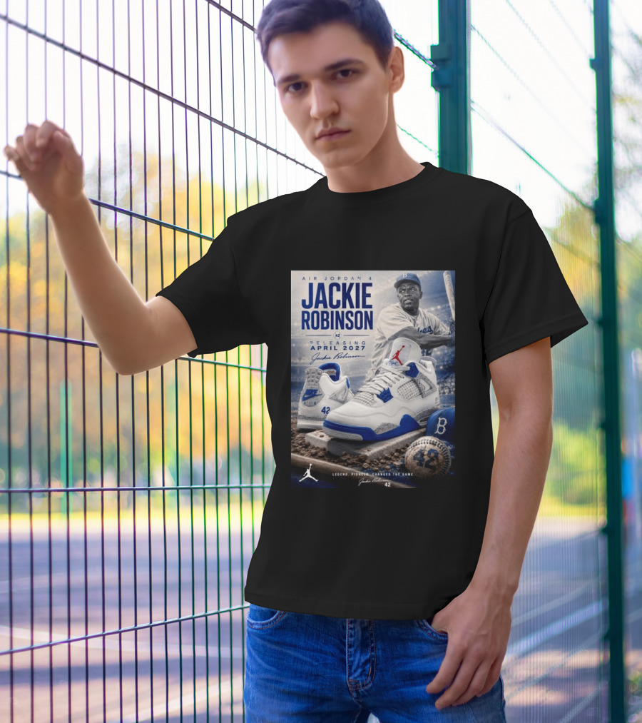 Air Jordan 4 Jackie Robinson April 2027 Release Baseball Legend 42 Nike Dodgers T-Shirt