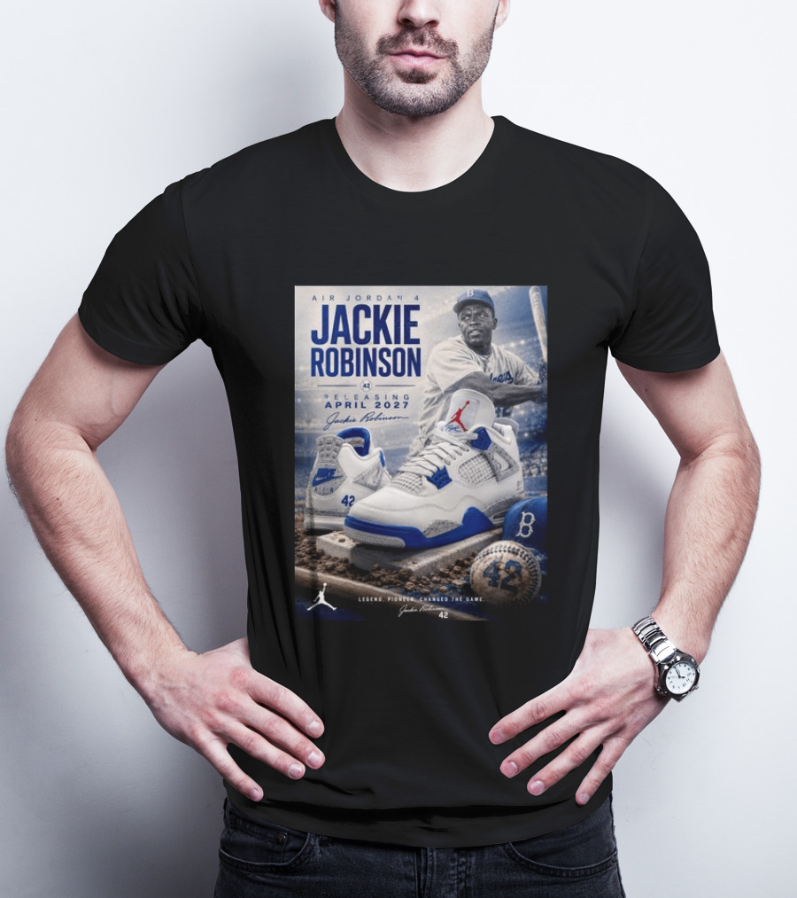 Air Jordan 4 Jackie Robinson April 2027 Release Baseball Legend 42 Nike Dodgers T-Shirt