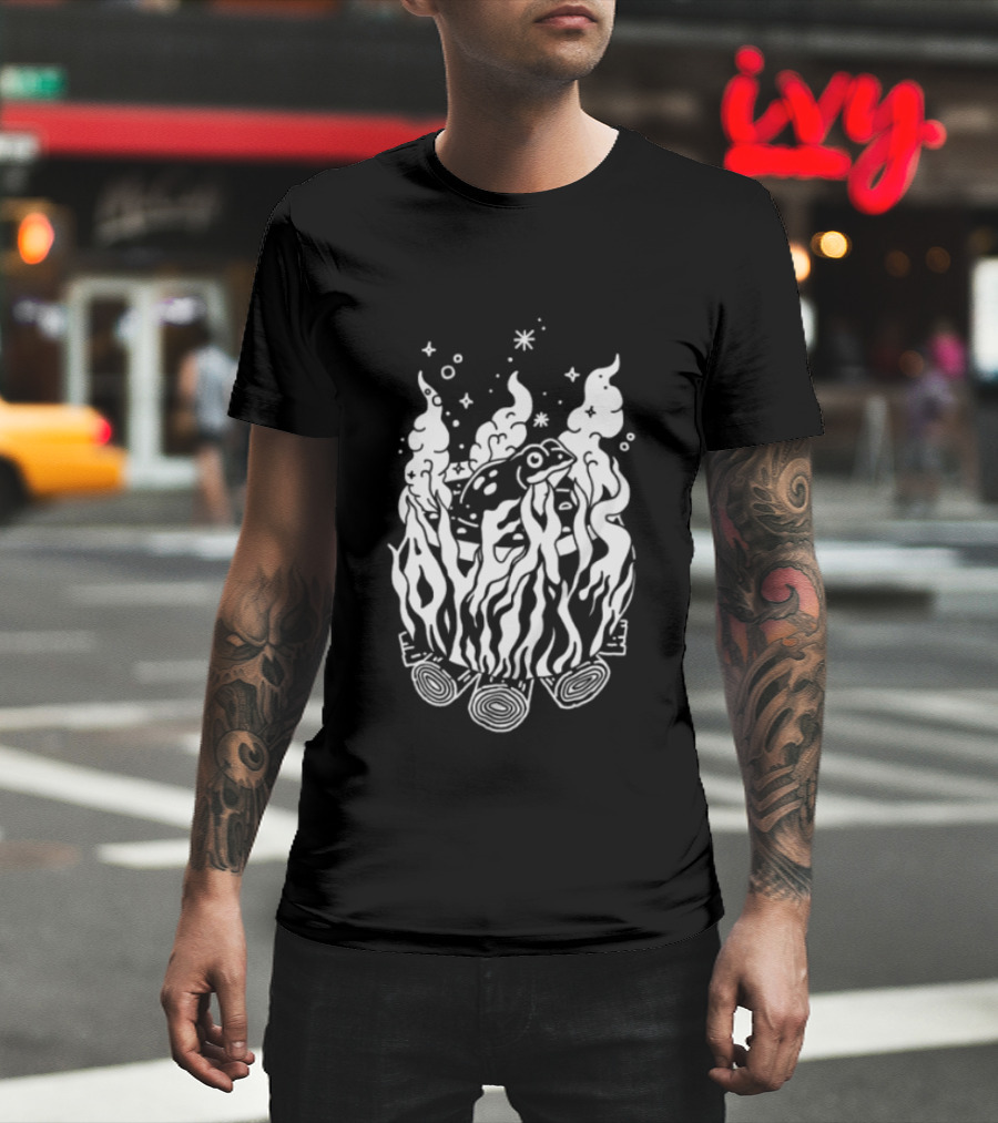 Alexisonfire Boiled Frogs Surreal Cartoon Frog With Flaming Logs T-Shirt