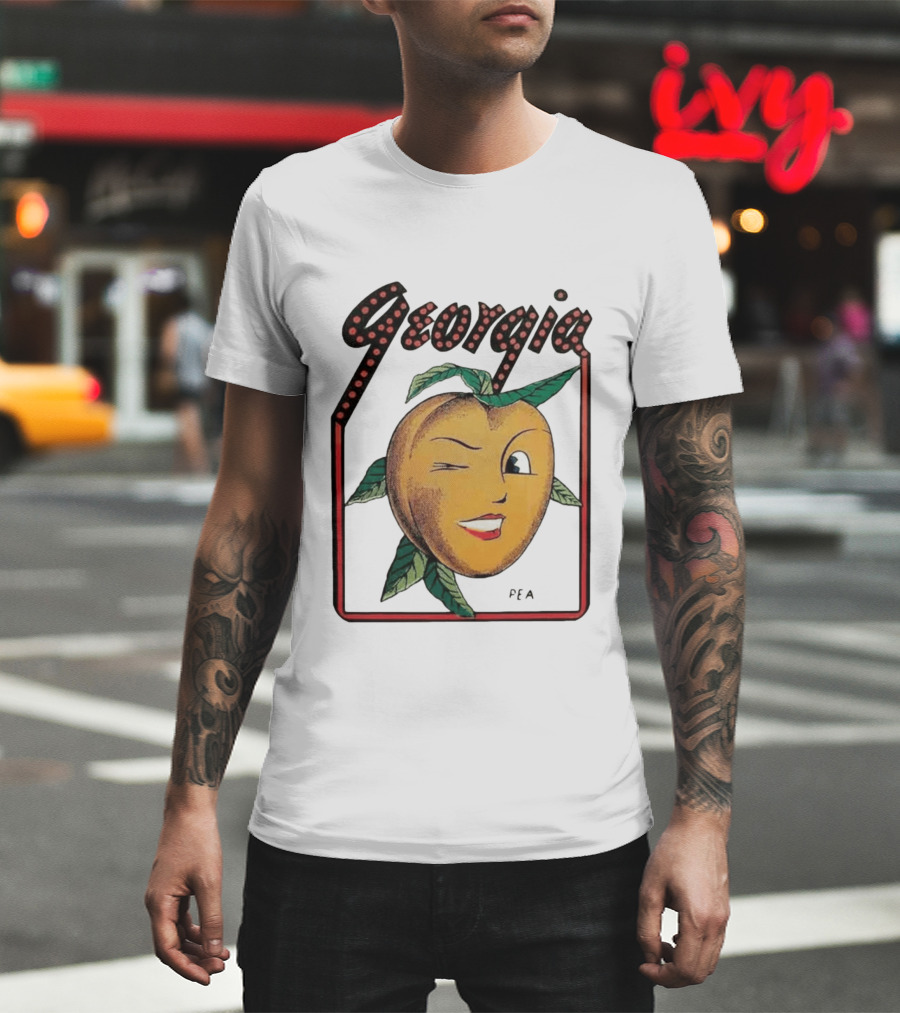 Georgia Peach Vintage Winking Icon Savannah Macon Atlanta Augusta 1950's T-Shirt