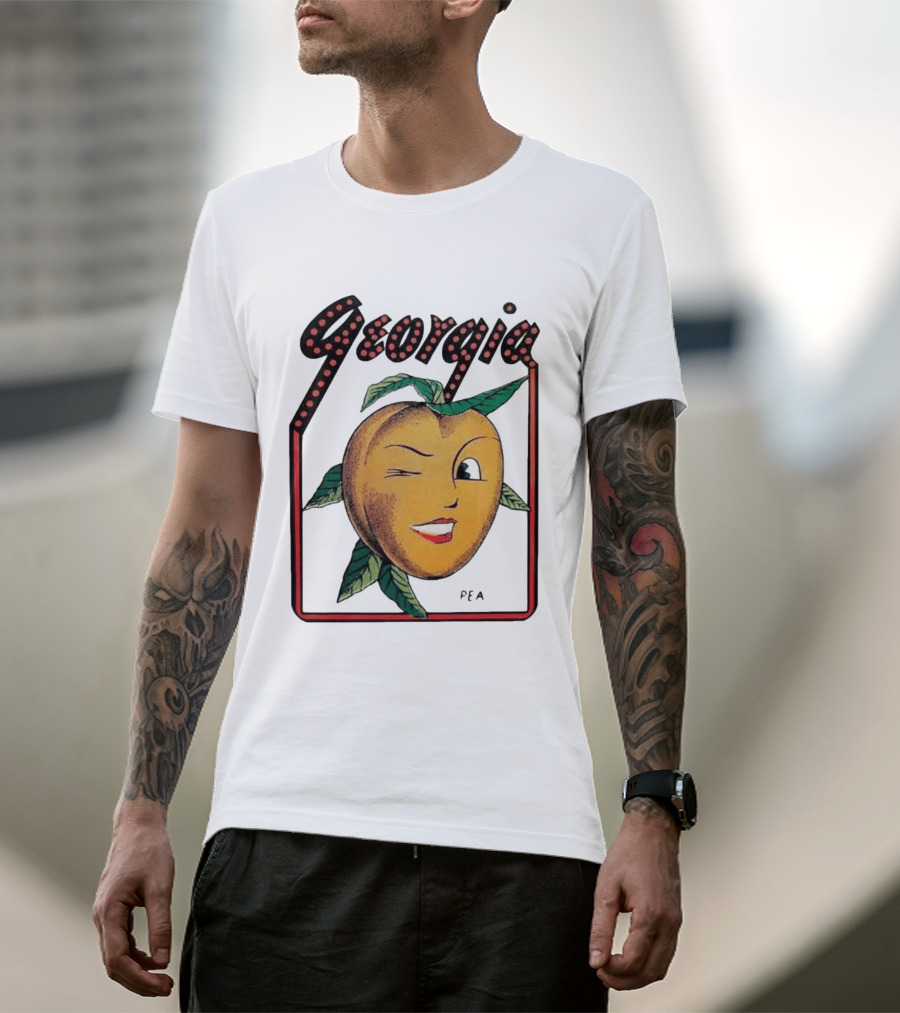 Georgia Peach Vintage Winking Icon Savannah Macon Atlanta Augusta 1950's T-Shirt