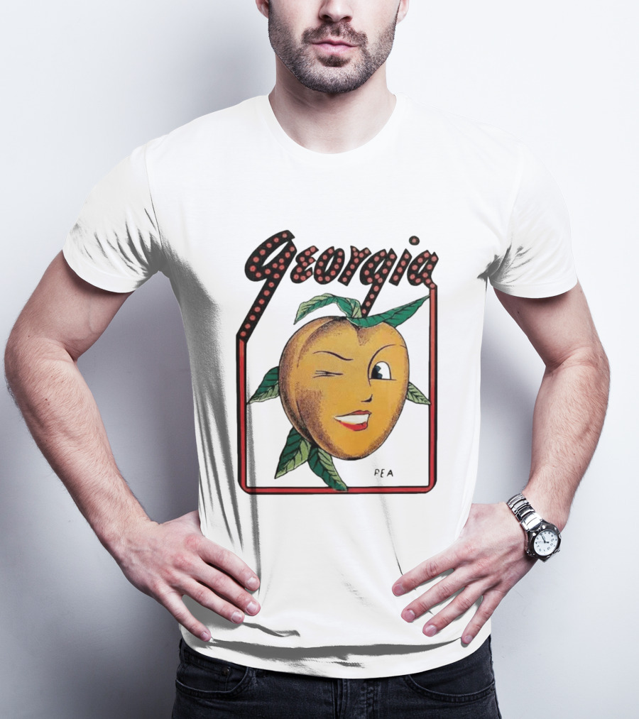 Georgia Peach Vintage Winking Icon Savannah Macon Atlanta Augusta 1950's T-Shirt