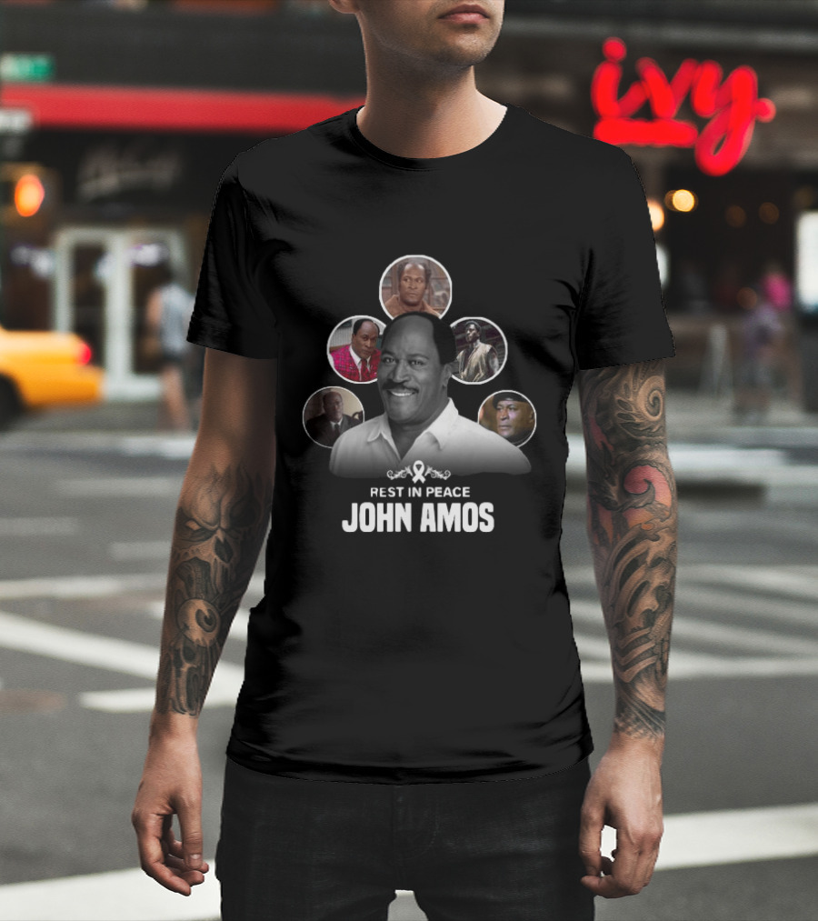 Rest In Peace John Amos Ribbon Tribute With Iconic Role Images T-Shirt