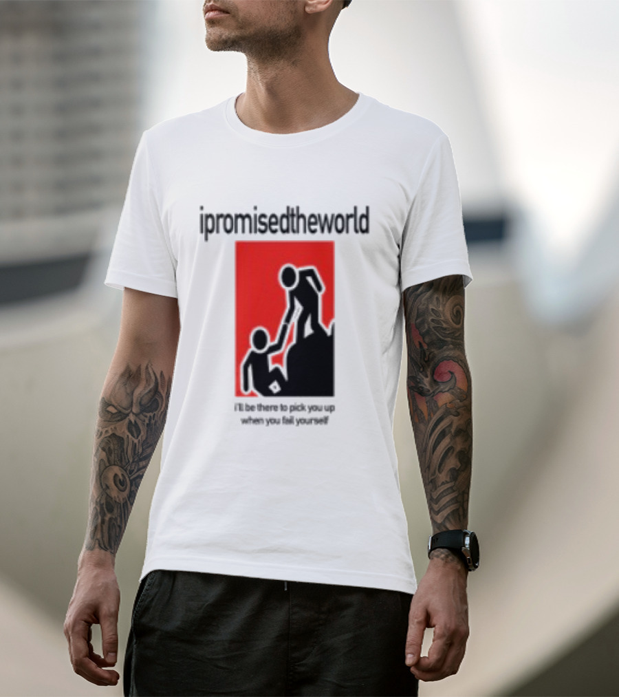 Ipromisedtheworld Helping Hand Support Black Text Red T-Shirt
