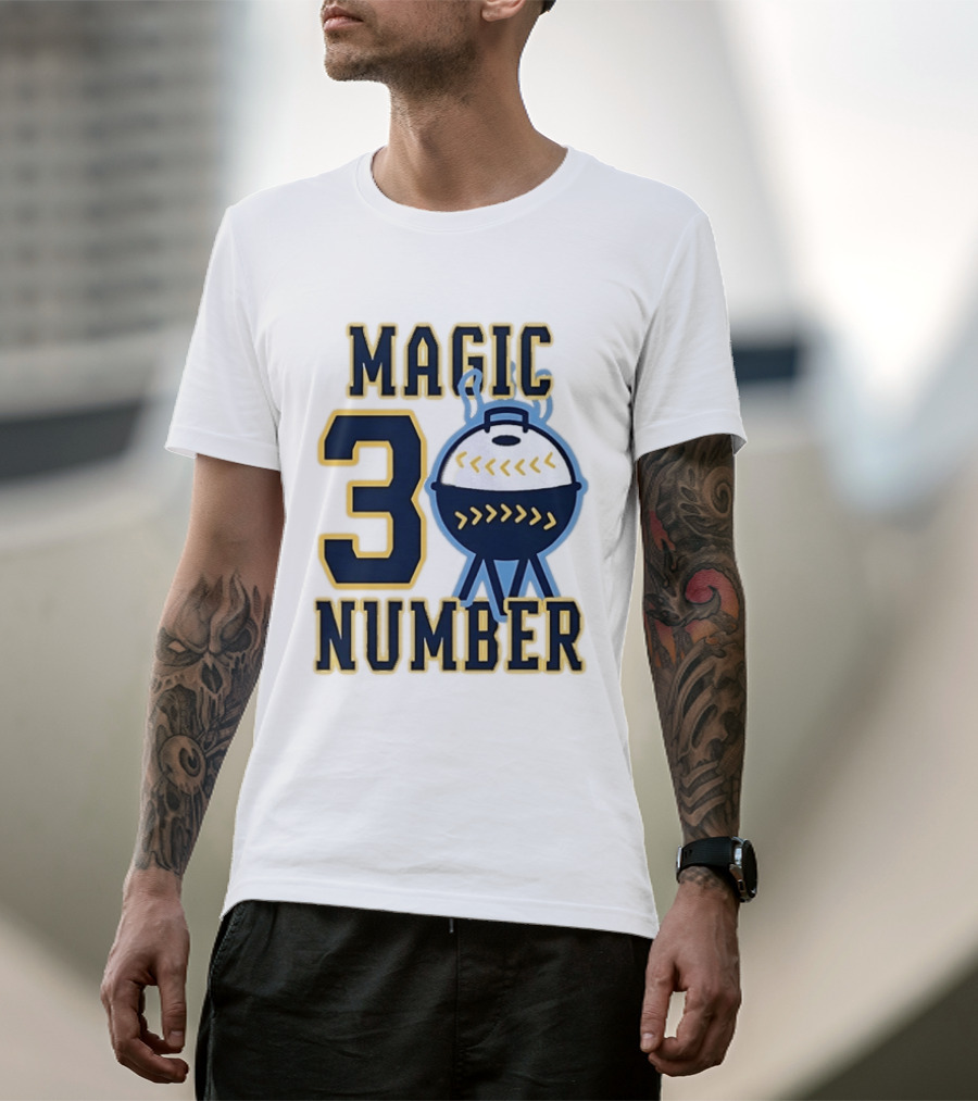 Milwaukee Brewers Magic Number 3 Baseball Grill Sports T-Shirt