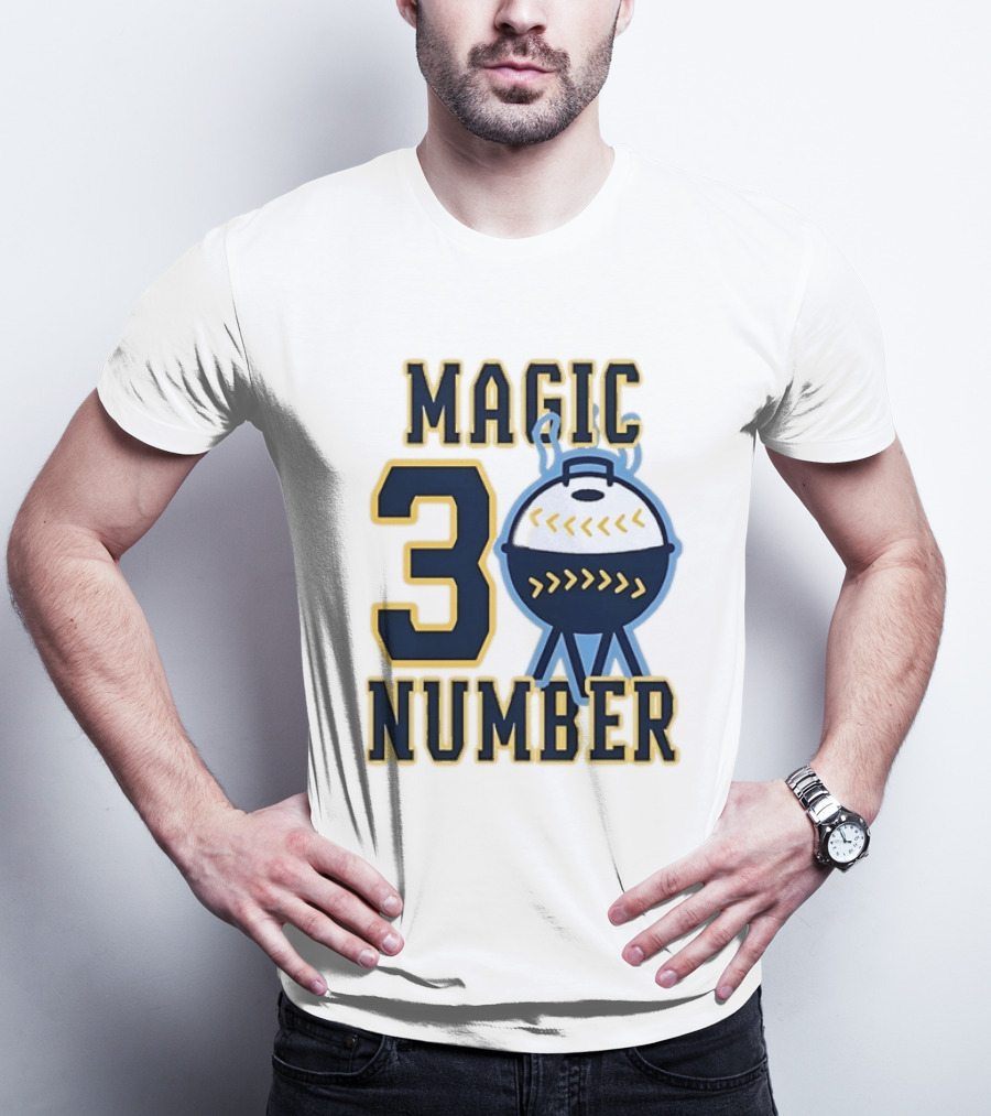 Milwaukee Brewers Magic Number 3 Baseball Grill Sports T-Shirt