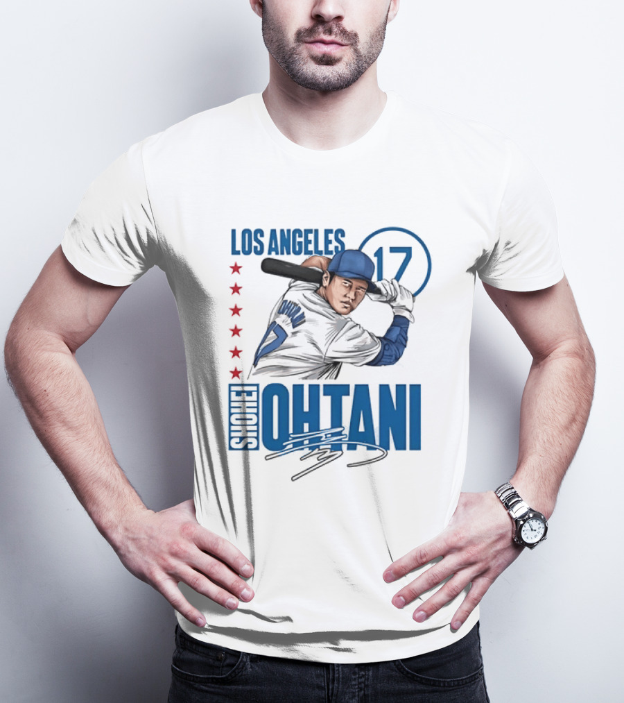 Los Angeles Shohei Ohtani 17 MLB Baseball Player Graphic With Stars T-Shirt