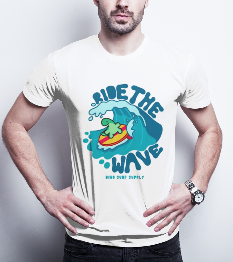 Ride The Wave Turtle Surfing Dino Surf Supply T-Shirt