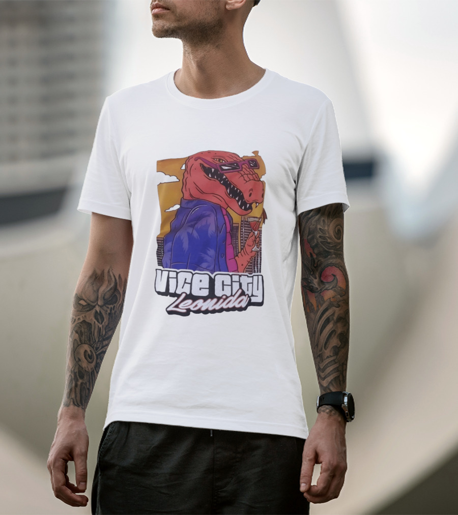 Vice City Leonida Rex Dinosaur Gaming Retro Vibes T-Shirt