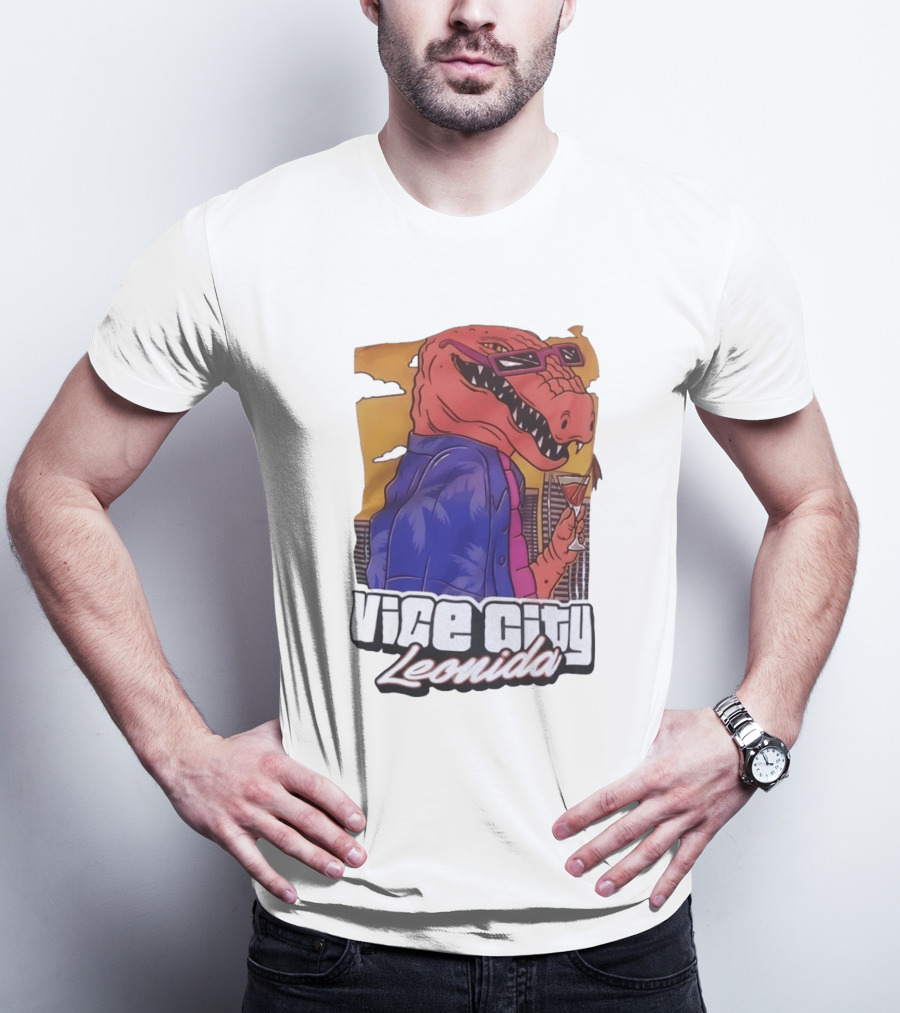 Vice City Leonida Rex Dinosaur Gaming Retro Vibes T-Shirt