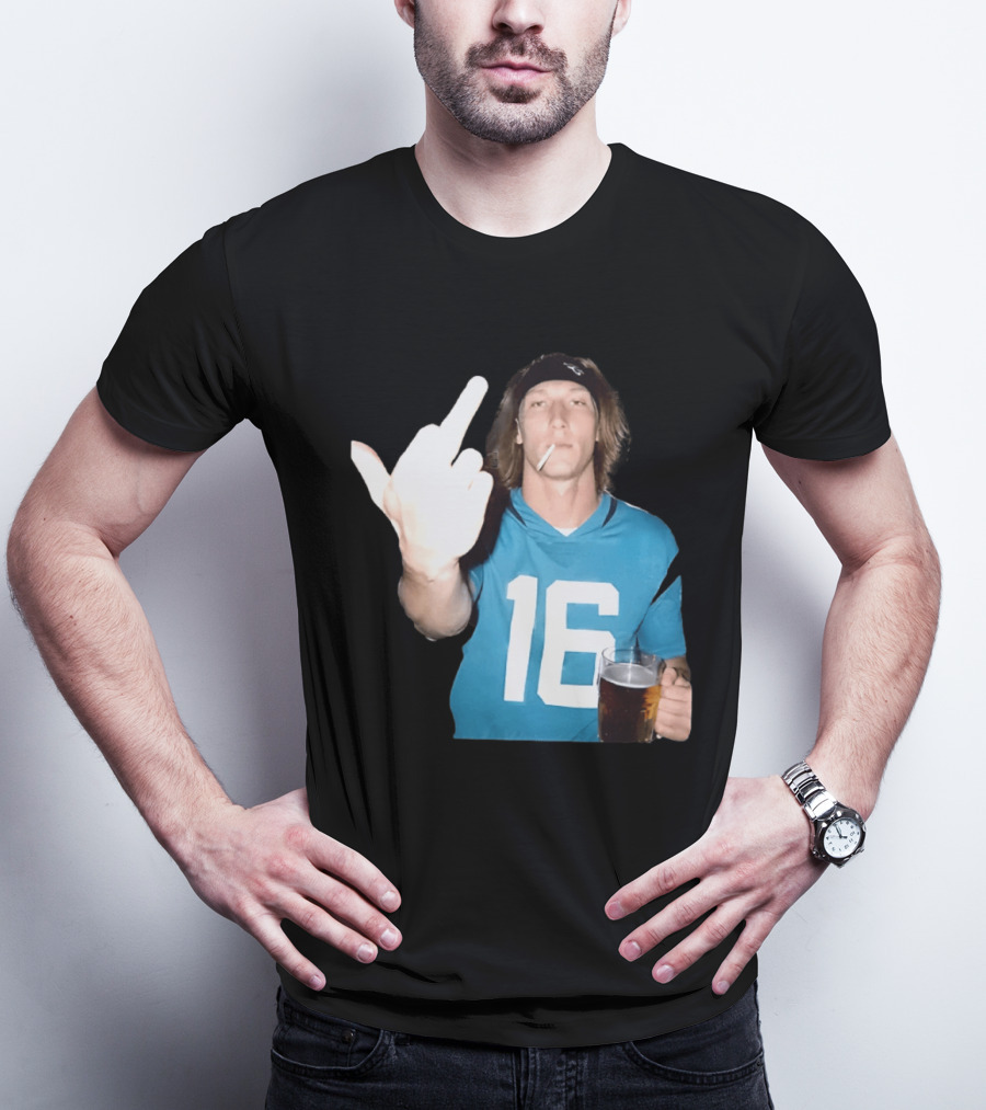 Trevor Lawrence Jersey 16 Middle Finger Beer Cigarette Jacksonville Jaguars T-Shirt
