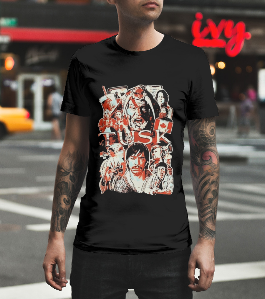 Tusk Movie Kevin Smith Justin Long Cast Collage T-Shirt