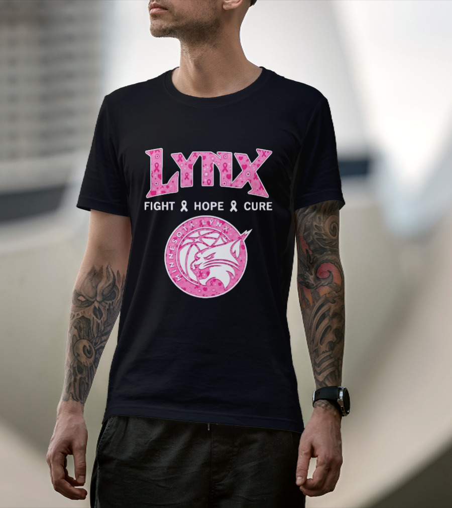 Minnesota Lynx Fight Hope Cure Breast Cancer Awareness Pink Ribbon T-Shirt