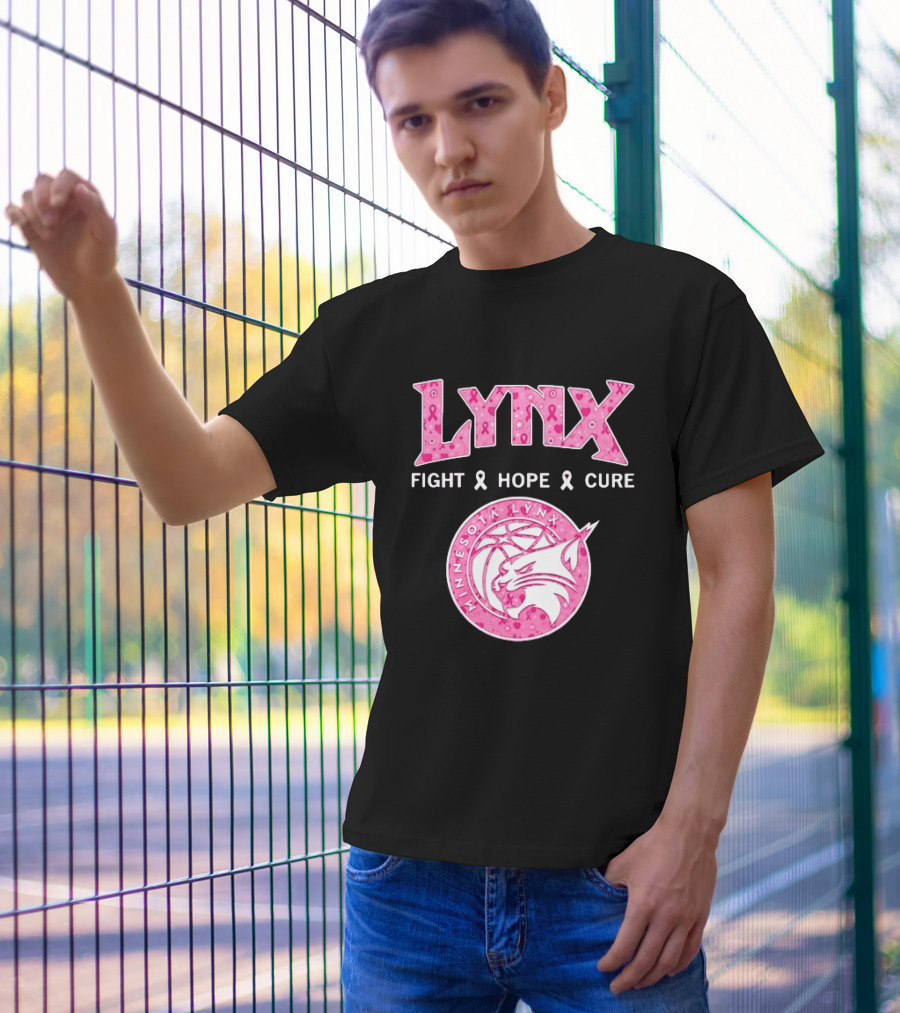 Minnesota Lynx Fight Hope Cure Breast Cancer Awareness Pink Ribbon T-Shirt