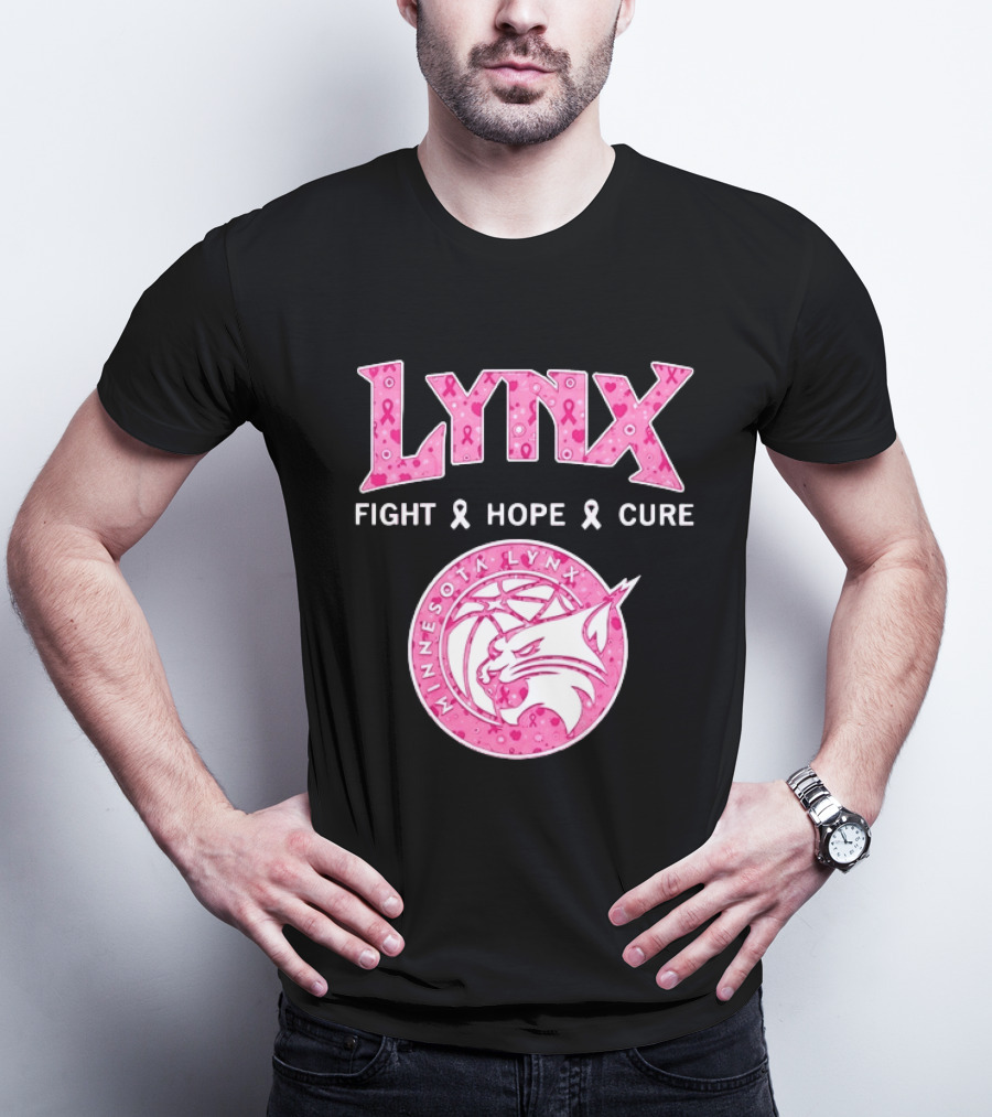 Minnesota Lynx Fight Hope Cure Breast Cancer Awareness Pink Ribbon T-Shirt