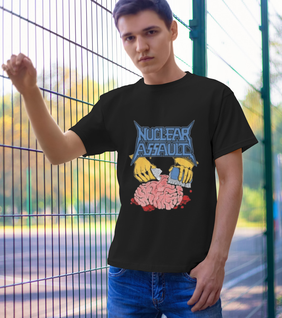 Nuclear Assault Brain Scrubbing Art Beyond Human Store Po Box Leftovers T-Shirt