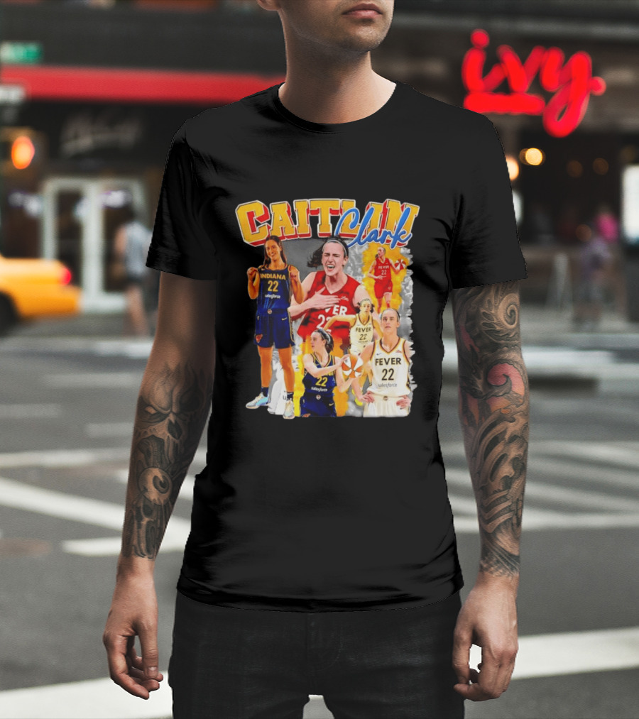 Caitlin Clark Indiana Fever 22 Basketball Athlete Action Montages T-Shirt