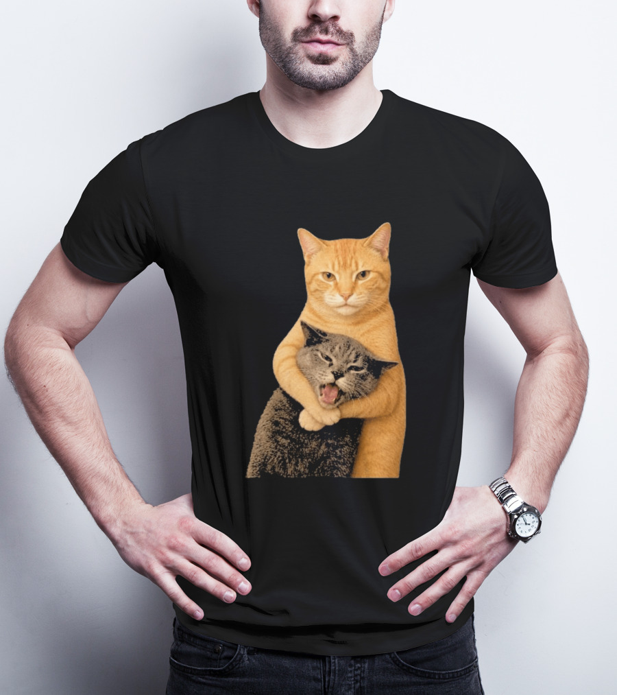 Cat Fight Meme Hugging Cats Funny Pet Lovers T-Shirt