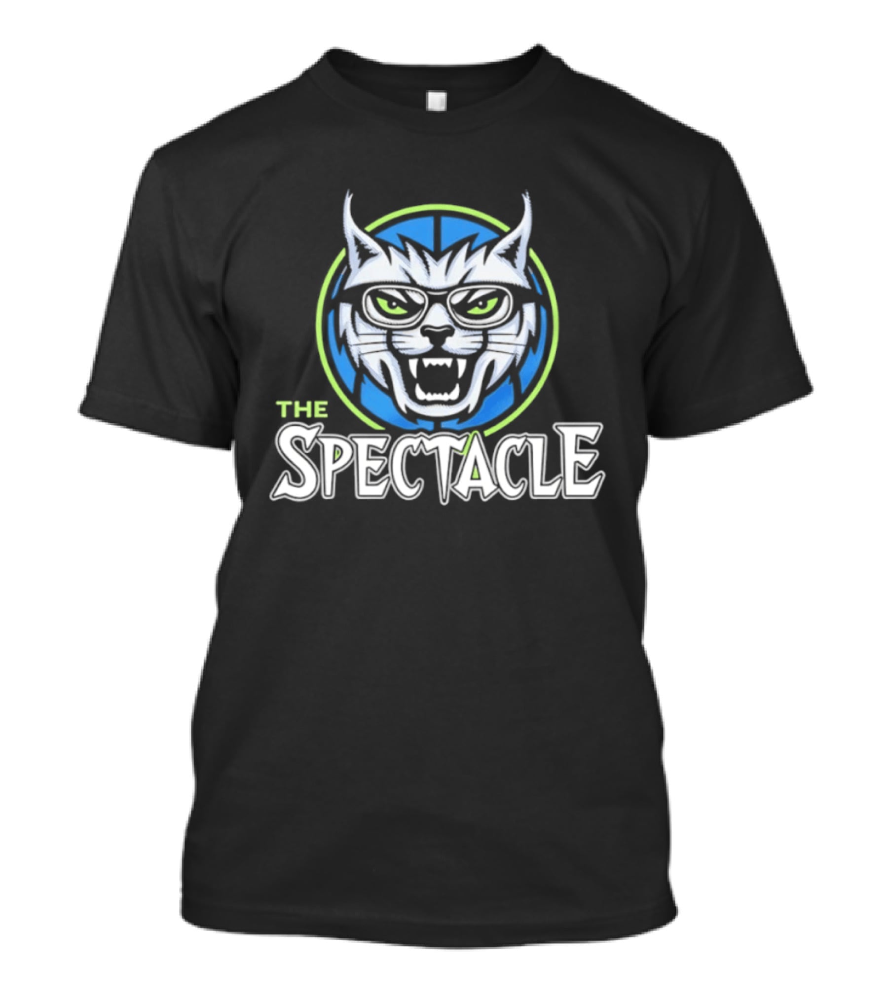 The Spectacle Cat With Glasses Feline Roaring Icon In Blue Circle T-Shirt