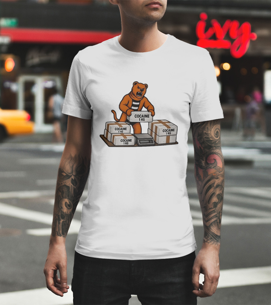 Angry Bear Holding Cocaine 1KG Bricks Meme T-Shirt