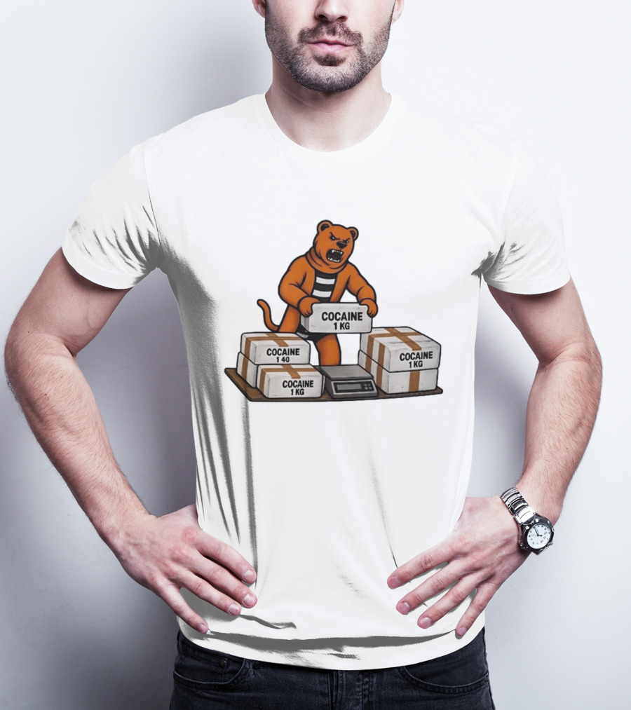Angry Bear Holding Cocaine 1KG Bricks Meme T-Shirt