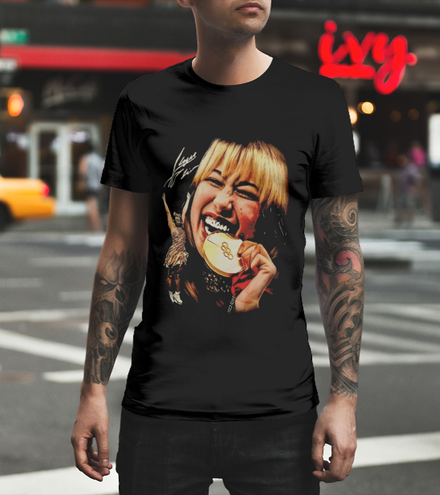 Tara Lipinski Olympic Gold Medal Celebration Iconic Figure Skater Image T-Shirt