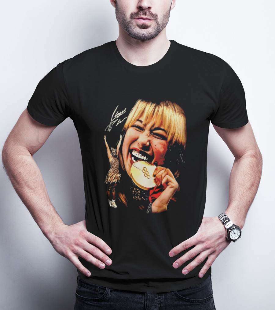 Tara Lipinski Olympic Gold Medal Celebration Iconic Figure Skater Image T-Shirt